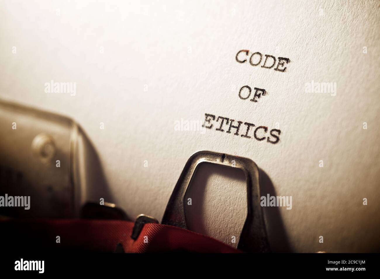 Code of ethics text written with a typewriter Stock Photo - Alamy