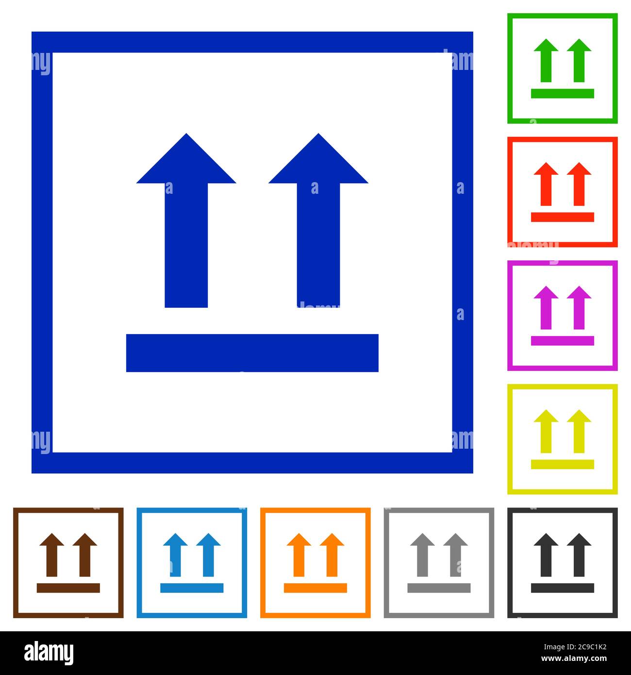 Side up sign flat color icons in square frames on white background ...