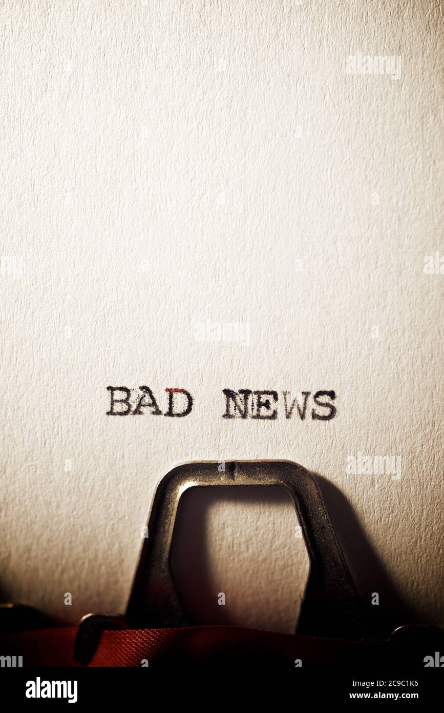 Bad news text written with a typewriter Stock Photo - Alamy
