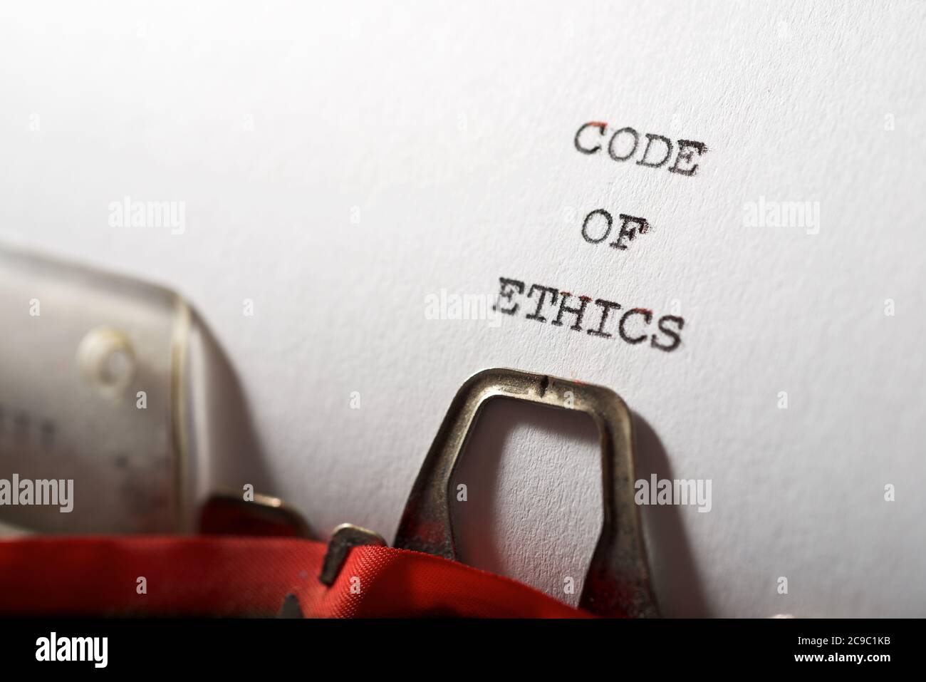 Code of ethics text written with a typewriter Stock Photo - Alamy