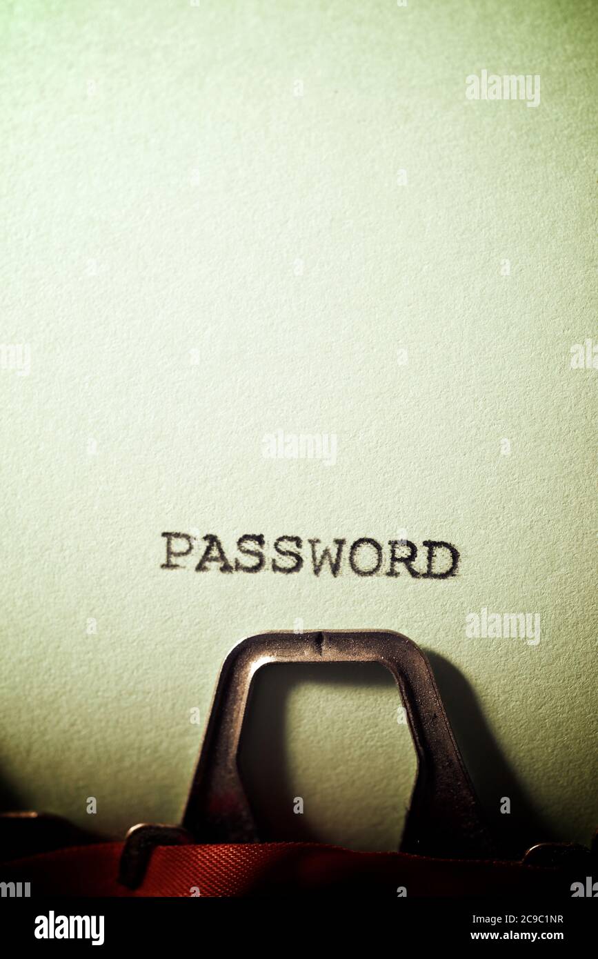 Password word written with a typewriter Stock Photo - Alamy