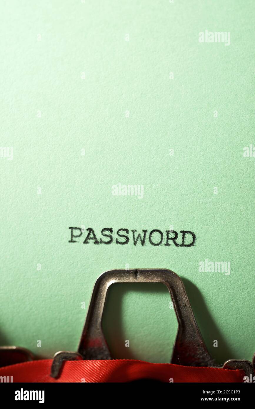 Password word written with a typewriter Stock Photo - Alamy