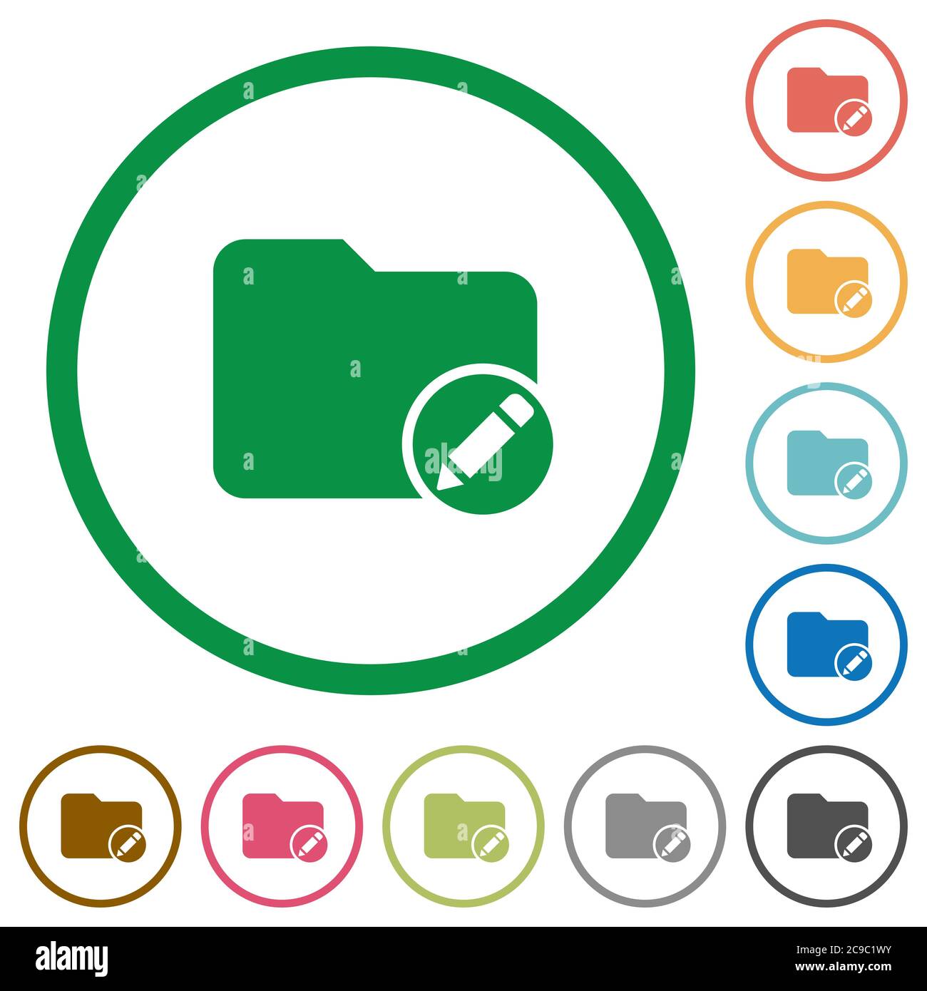 Rename directory flat color icons in round outlines on white background ...