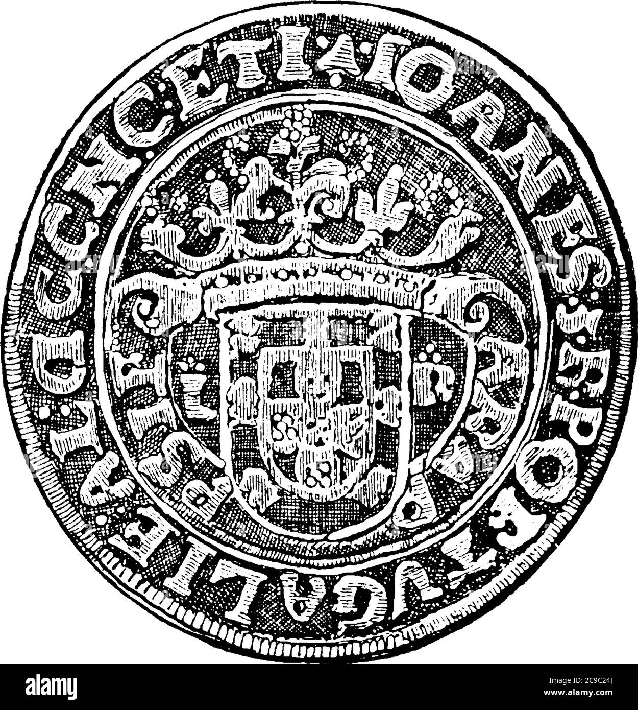 The coin of Portugal made in the 16th century. It weighs about 540 ...