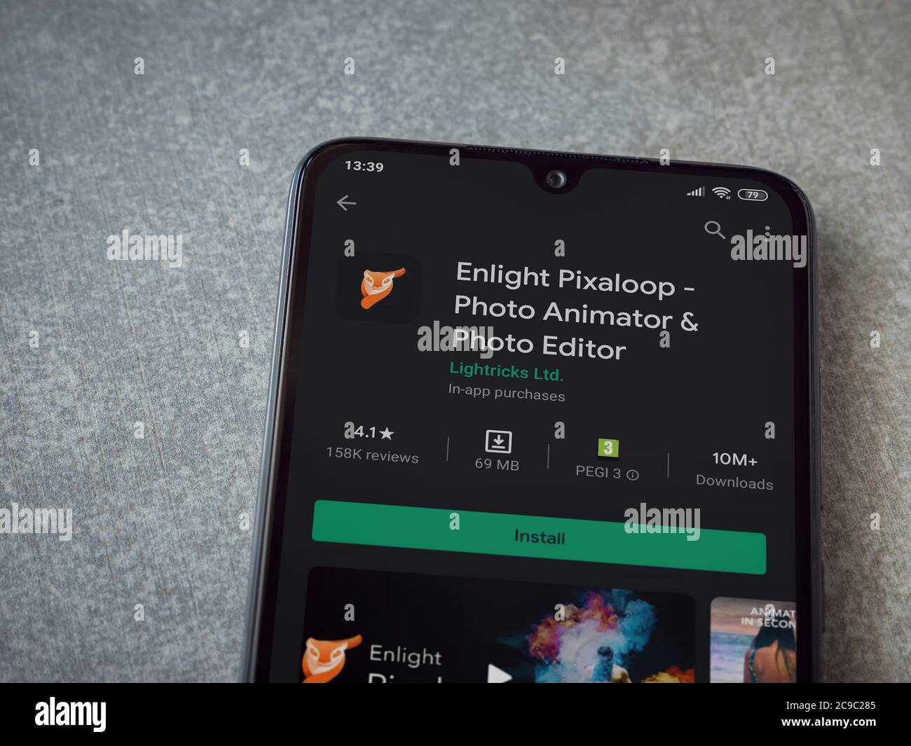 Lod, Israel - July 8, 2020: Enlight Pixaloop app play store page on the ...