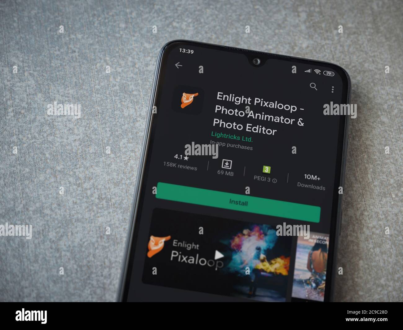 Lod, Israel - July 8, 2020: Enlight Pixaloop app play store page on the ...