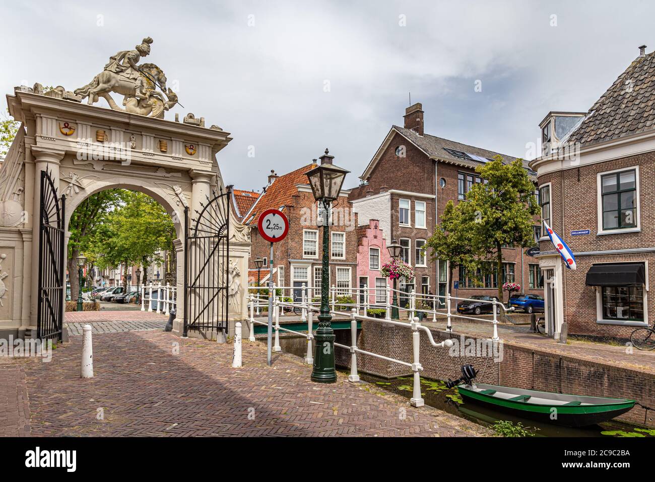 Leiden, Netherlands - July 22, 2020: Gate Doelenpoort and Doelen canal ...