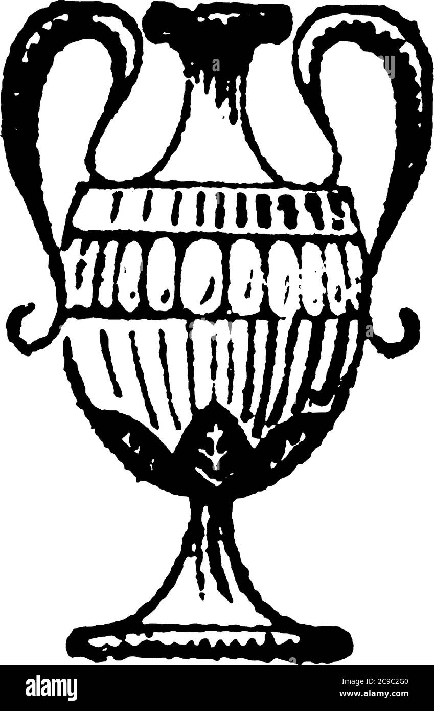 A vase-shaped doodad with repeated fancy designs and bold patterns ...