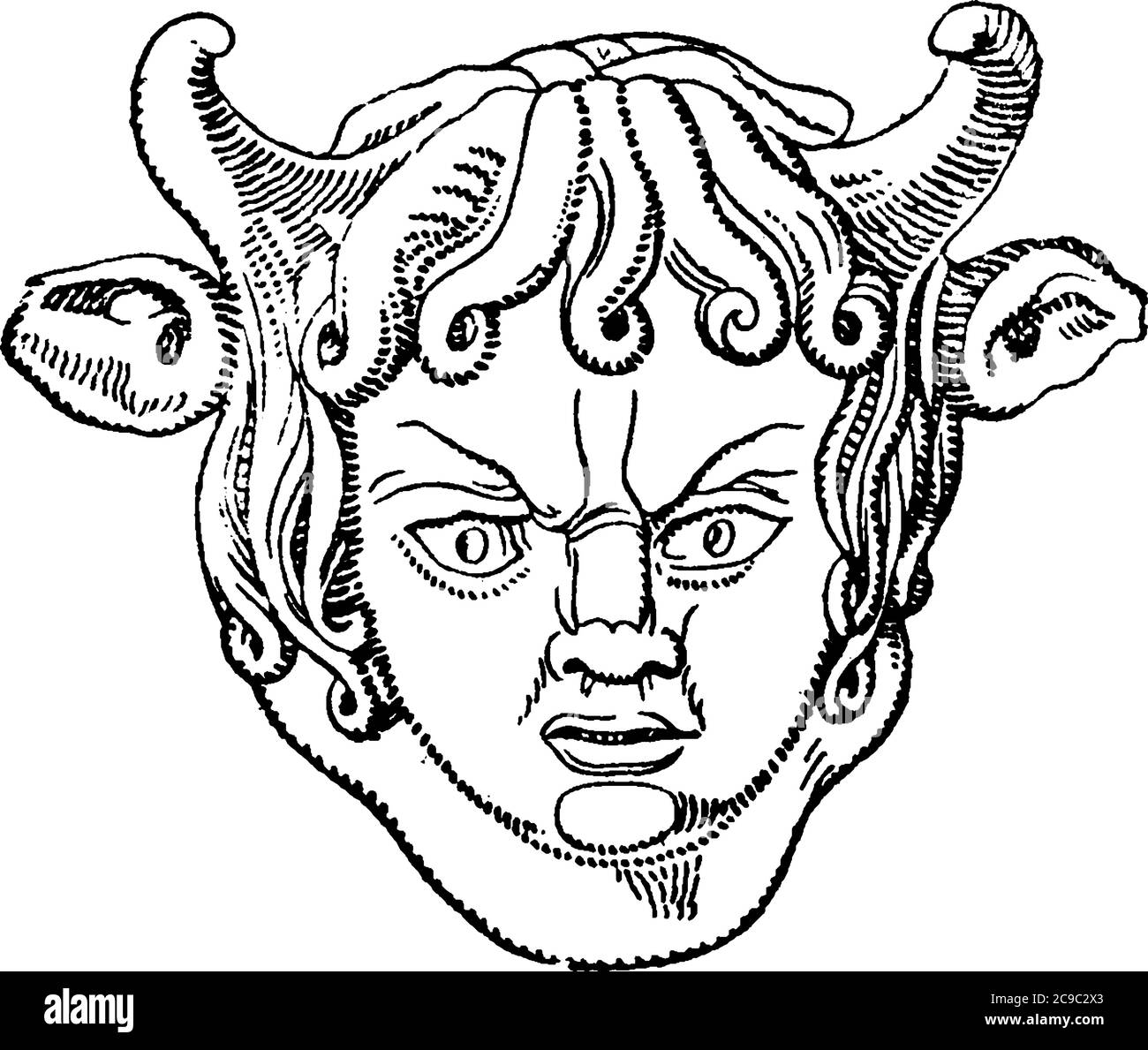 A typical representation of Young River-god in Greek mythology, vintage ...