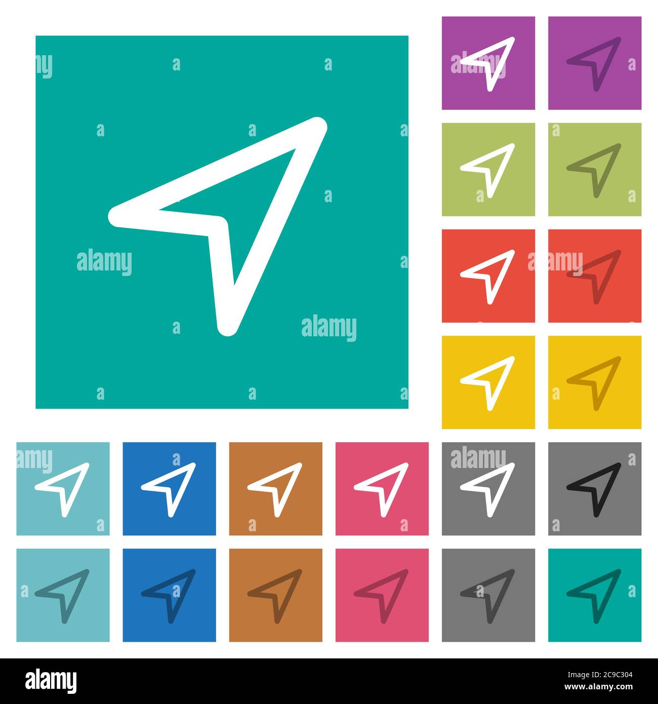 Direction arrow multi colored flat icons on plain square backgrounds ...