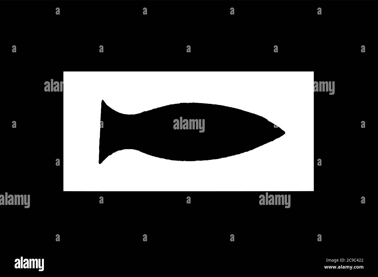 Submarine warning, 1923; consists of a rectangular red flag with white ...