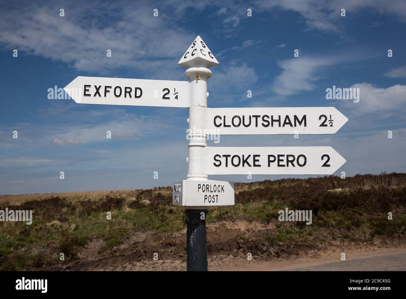 Signpost in the Exmoor known as Porlock Post, Somerset UK Stock Photo ...