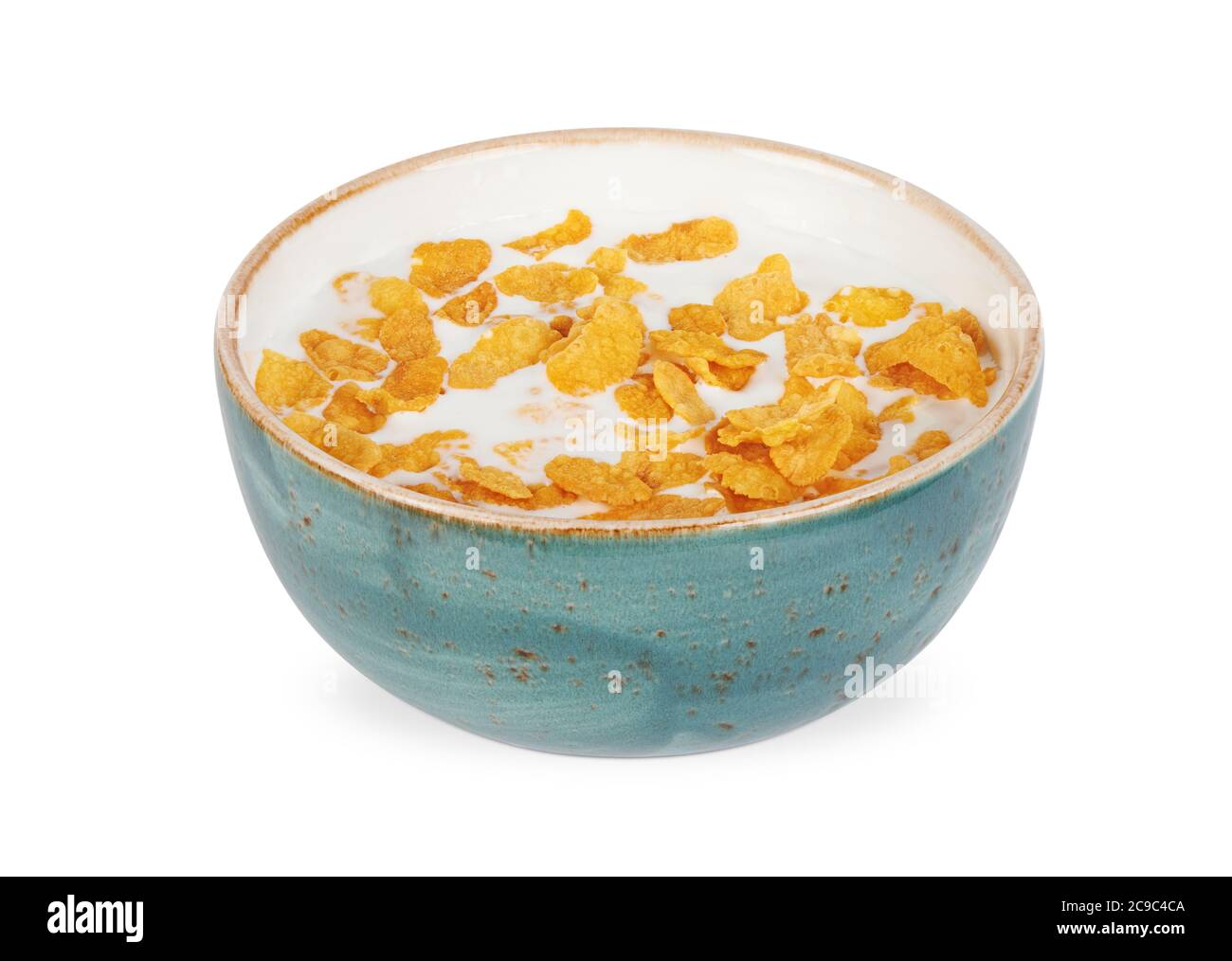 bowl of corn flakes with milk isolated on white. Clipping path Stock ...
