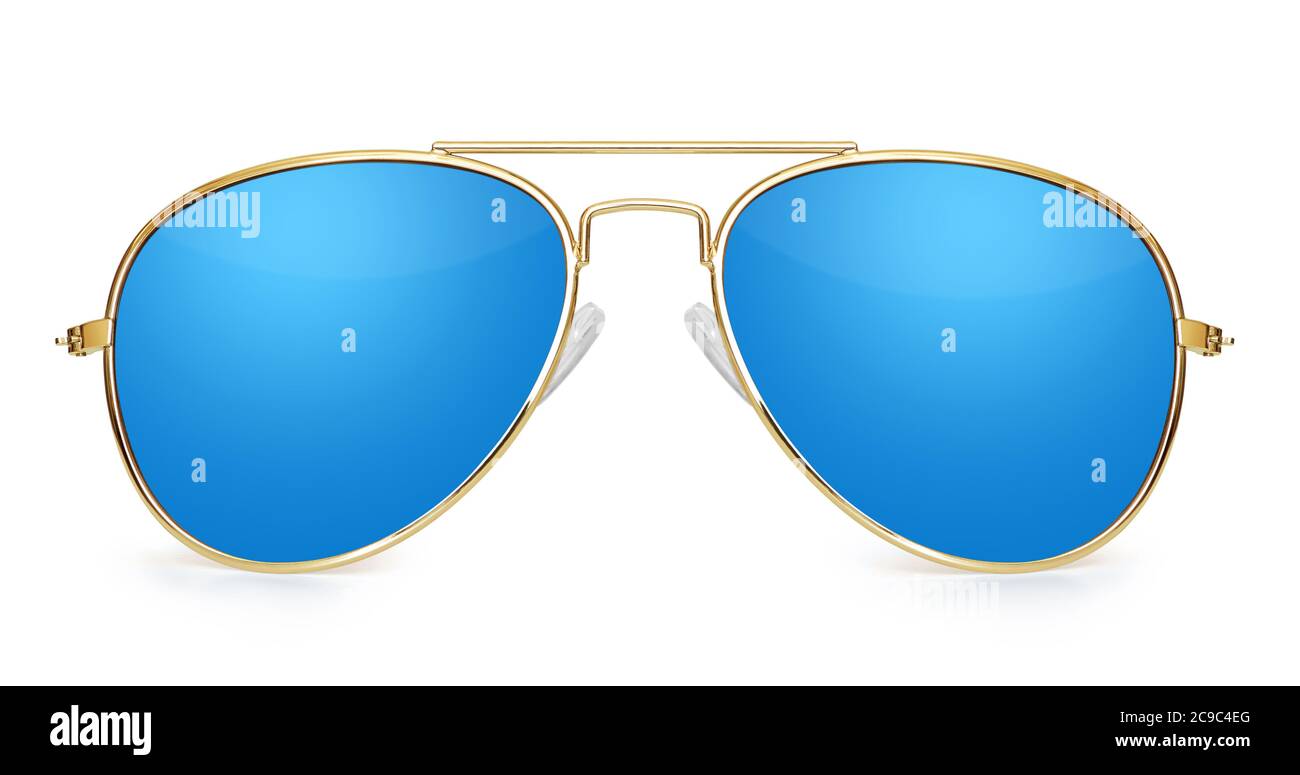 Blue aviator sunglasses isolated on white background. With clipping ...