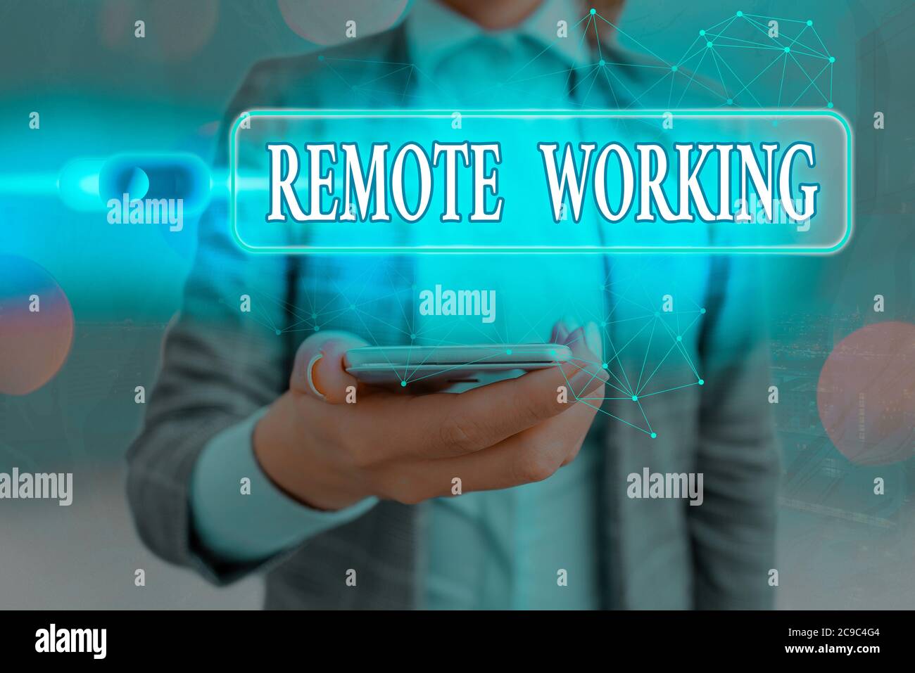 Text sign showing Remote Working. Business photo showcasing style that ...
