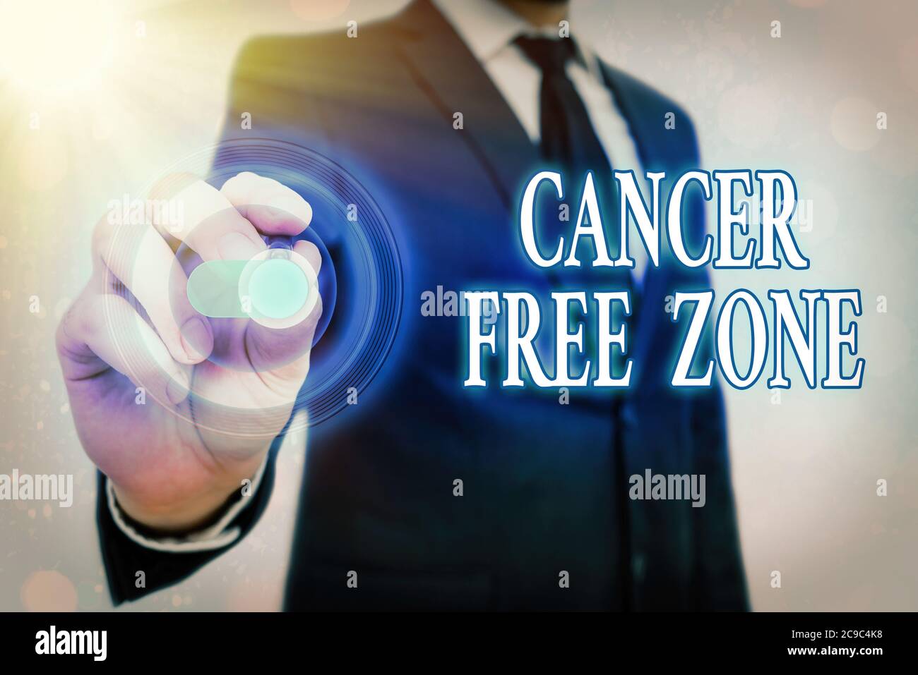 Writing note showing Cancer Free Zone. Business concept for supporting ...