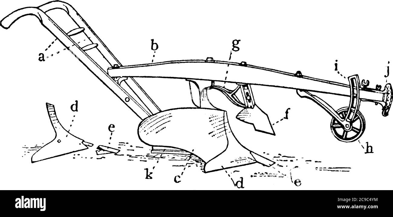 American Plow attached to an animal, is used as an agricultural ...