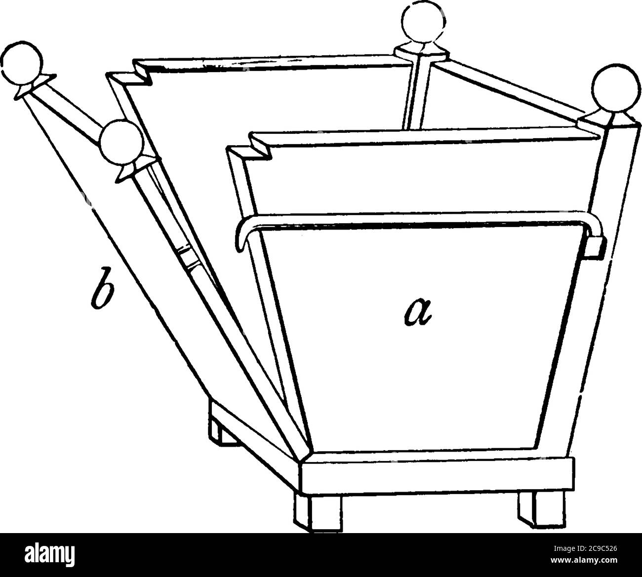 A Plant box with wheels, vintage line drawing or engraving illustration ...