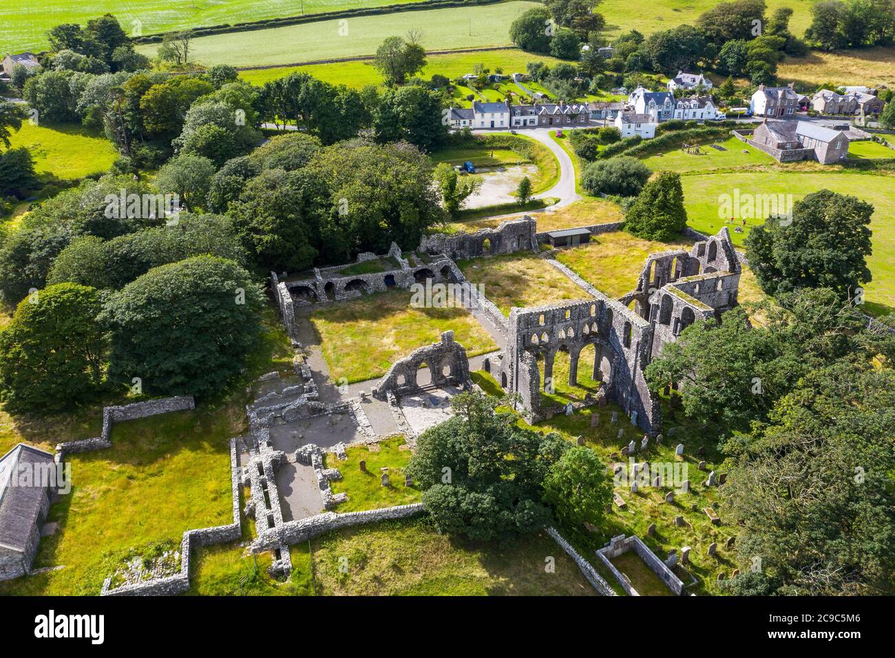 Aerial view of Dundrennan Abbey, Dumfries and Galloway, Scotland Stock ...
