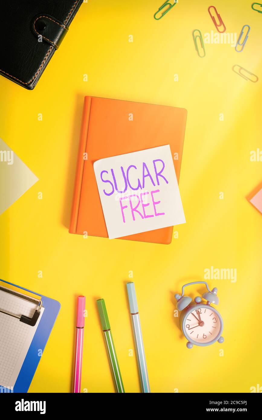 Handwriting text writing Sugar Free. Conceptual photo do not contain ...