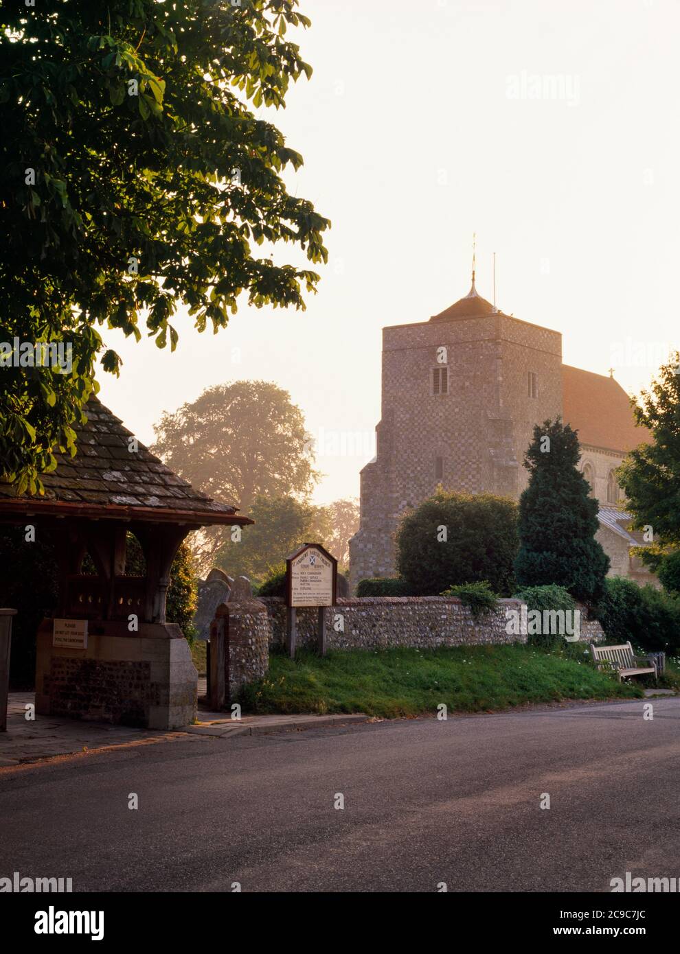 Early morning view NE of St Andrew's Church, Steyning, West Sussex ...