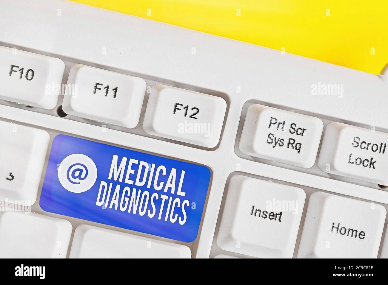 Writing note showing Medical Diagnostics. Business concept for act of ...