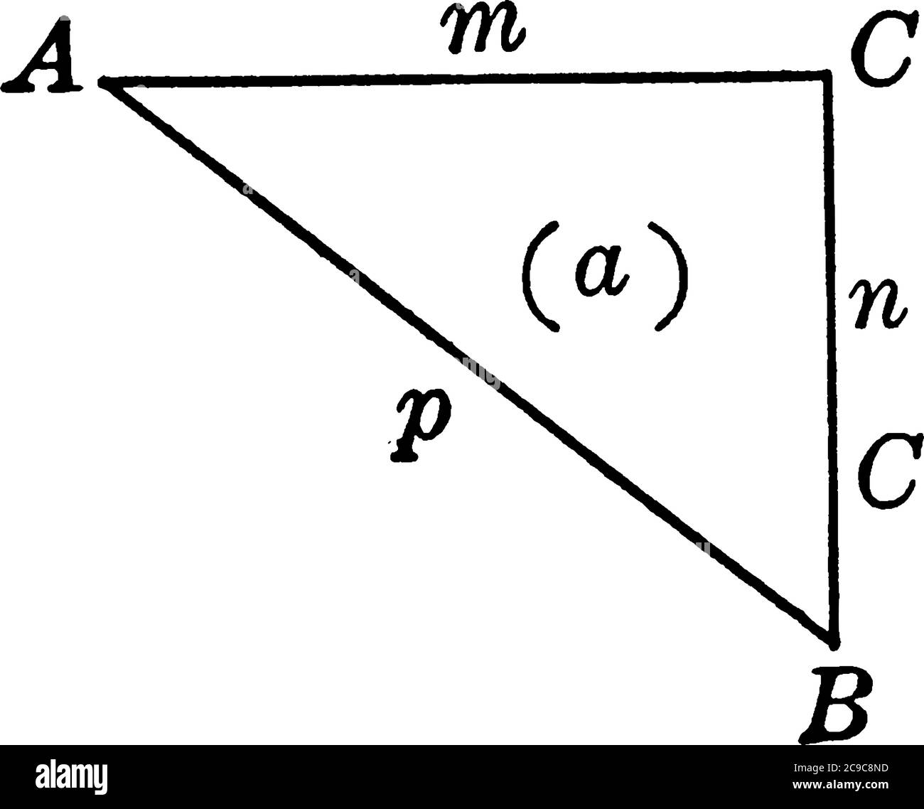 Right Triangle with base m, perpendicular side n, and hypotenuse p ...