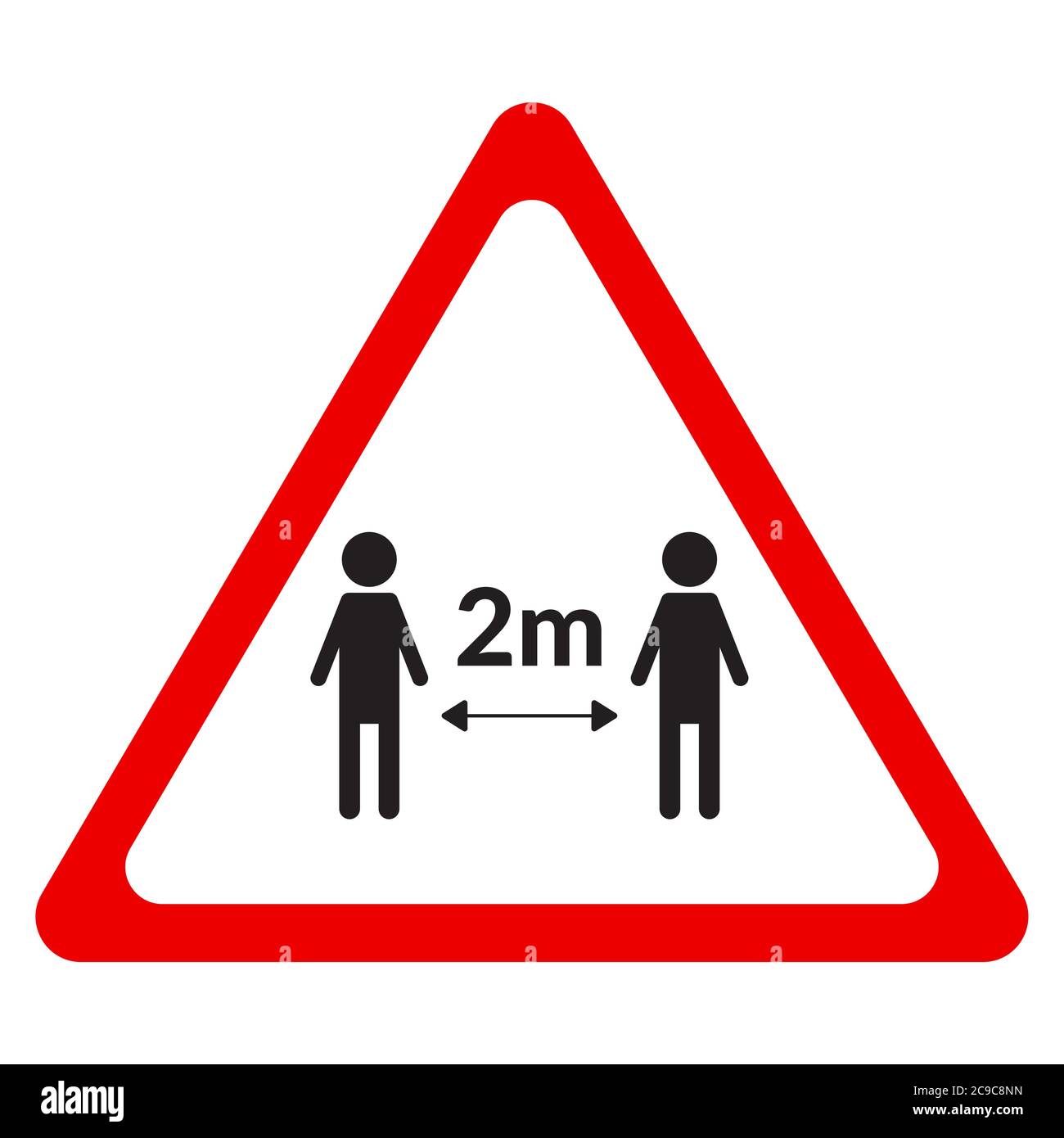Social distancing warning sign 2 m. Two people stay on 2 meters ...