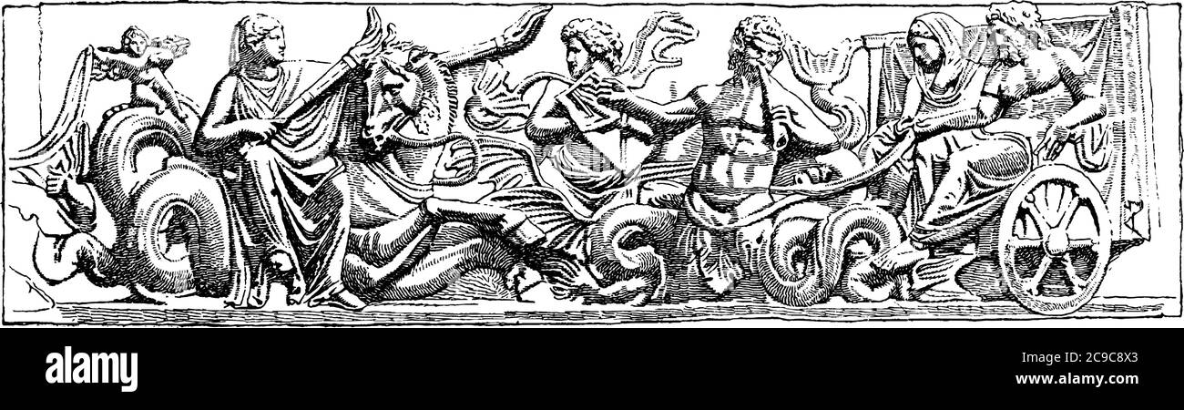 A typical representation of the wedding of Poseidon and Amphitrite ...