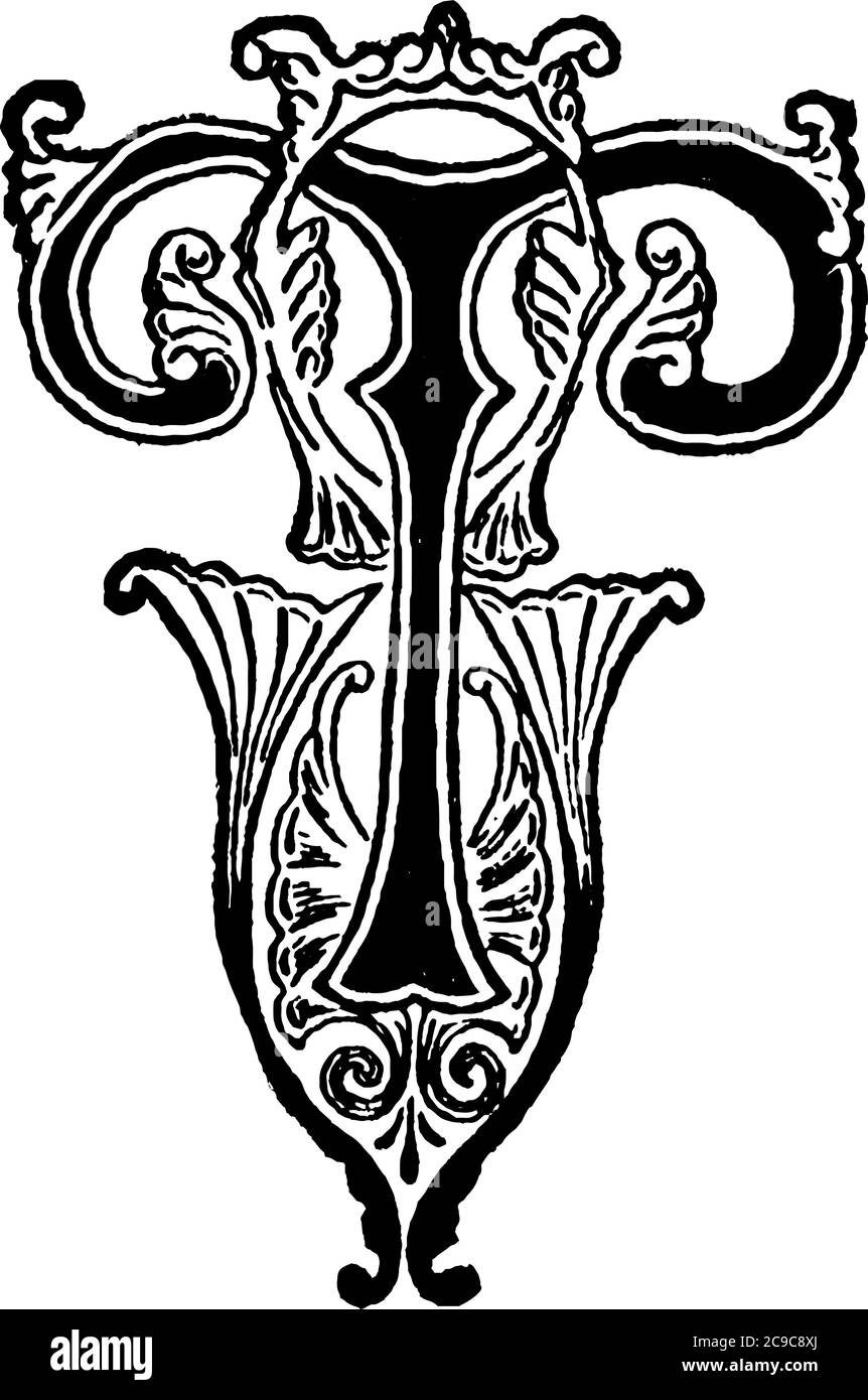 A decorate piece of T oriented design, vintage line drawing or ...