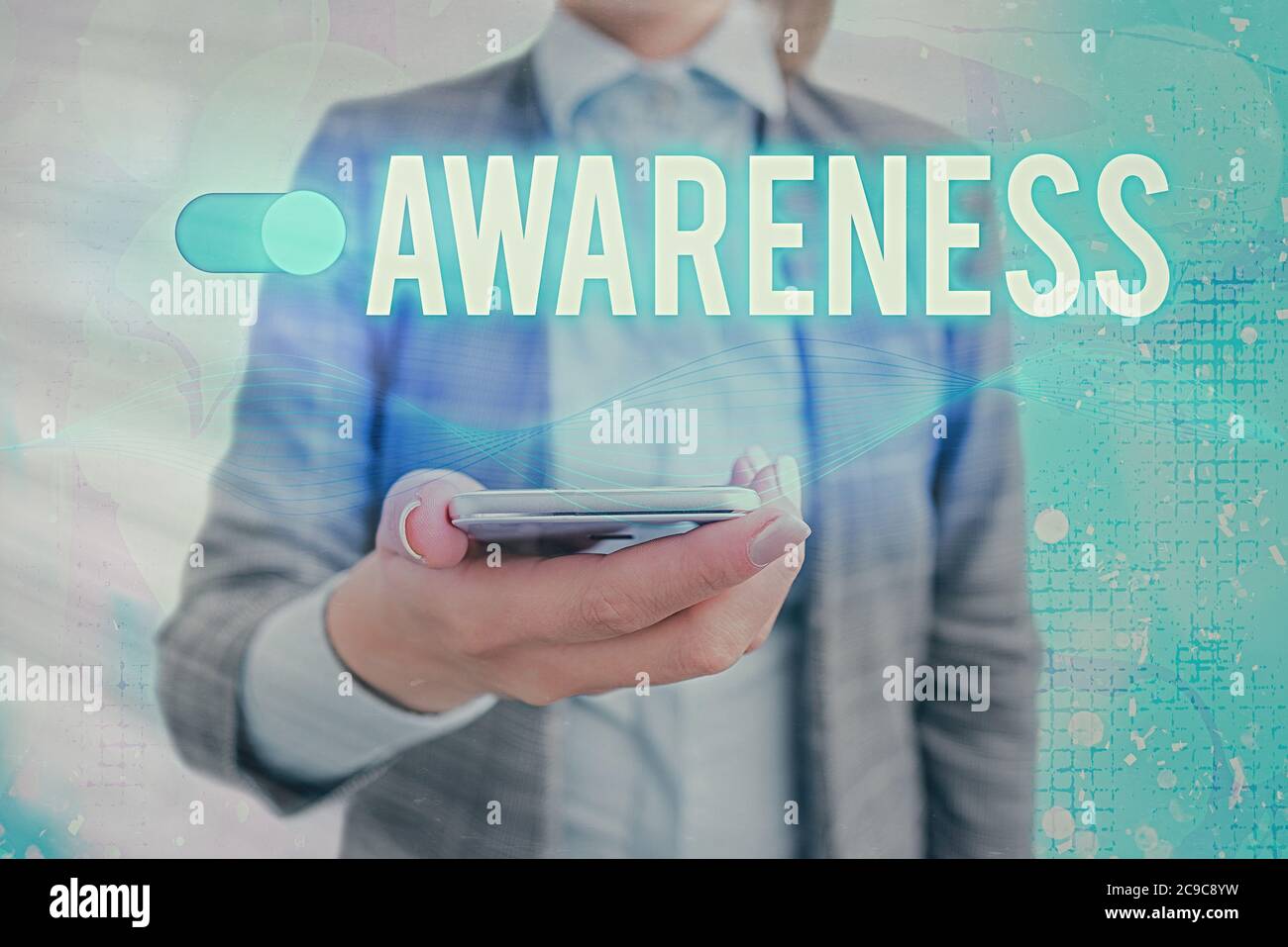 Text sign showing Awareness. Business photo showcasing quality or state ...