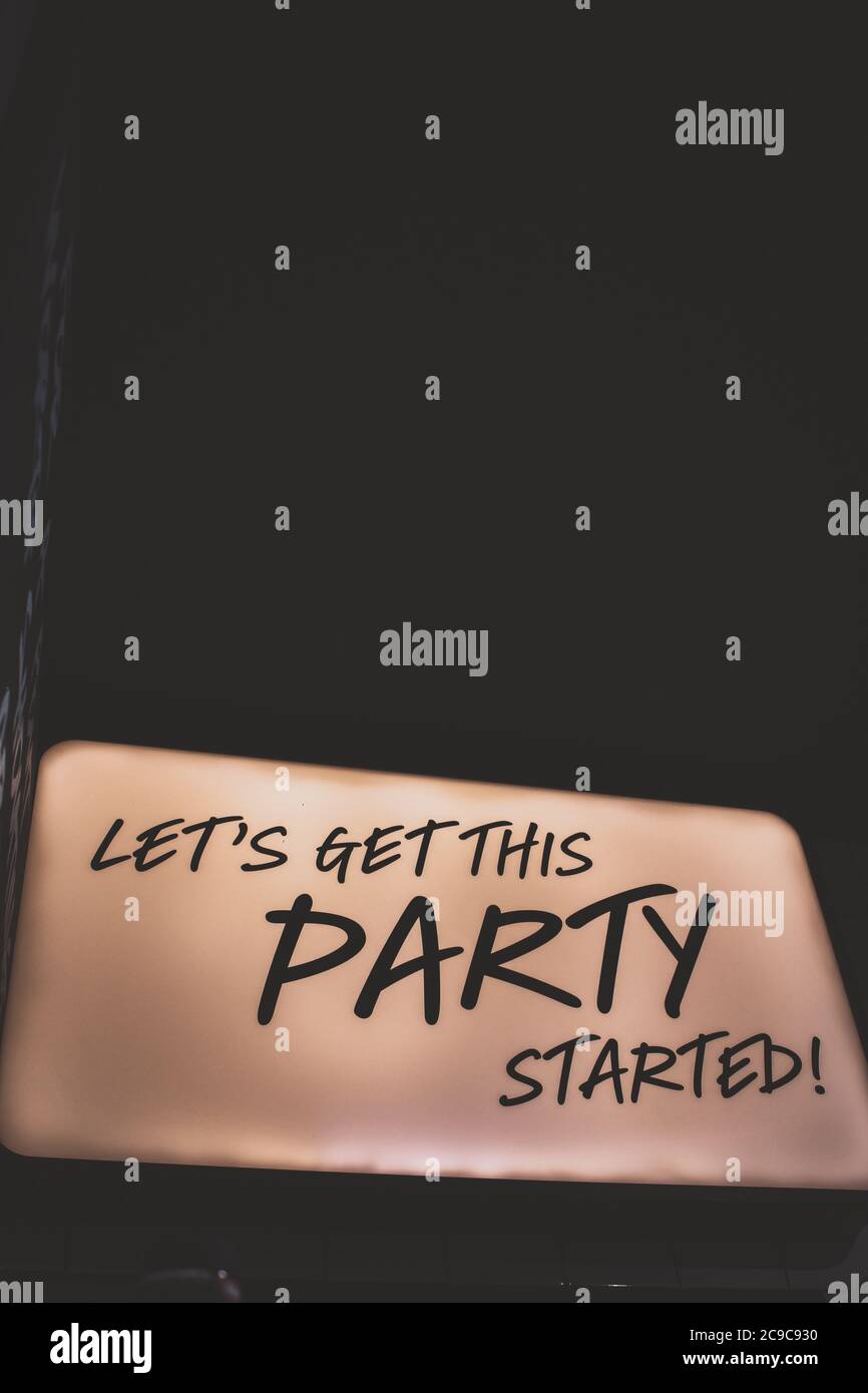"let's get this party started" illustration bill board Stock Photo - Alamy