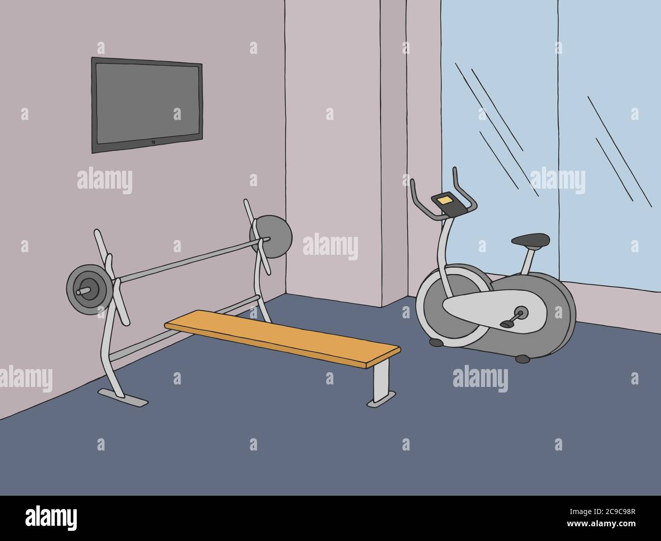 Gym interior graphic color sketch illustration vector Stock Vector ...
