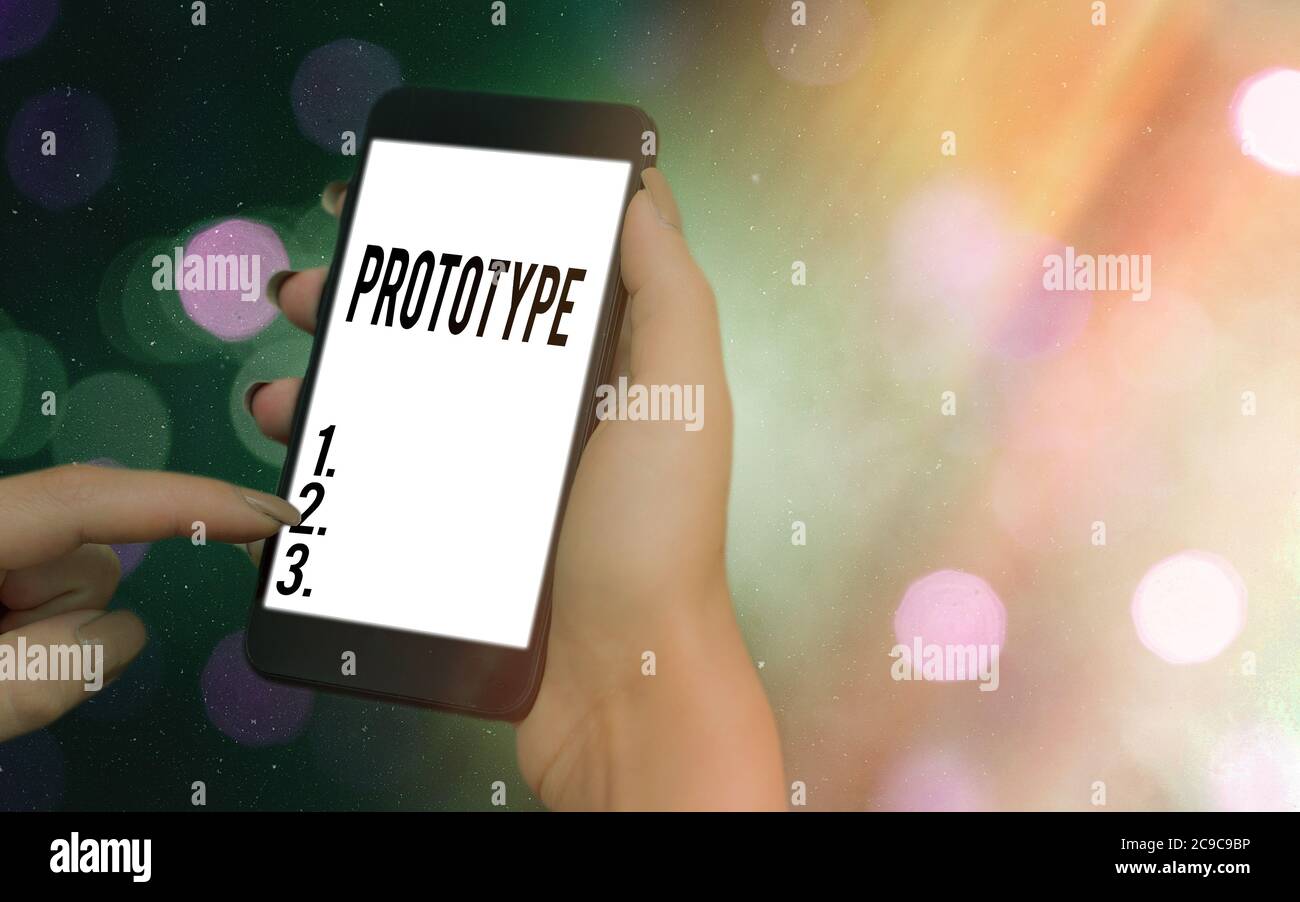 Conceptual hand writing showing Prototype. Concept meaning first and ...