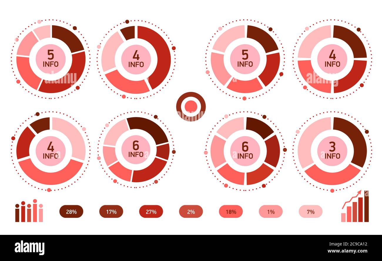 Set red Abstract infographics circle. Template cycle diagram, graph ...