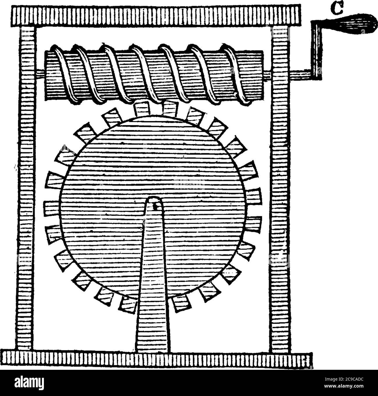 Representing an exceedingly powerful machine, Screw and wheeland ...