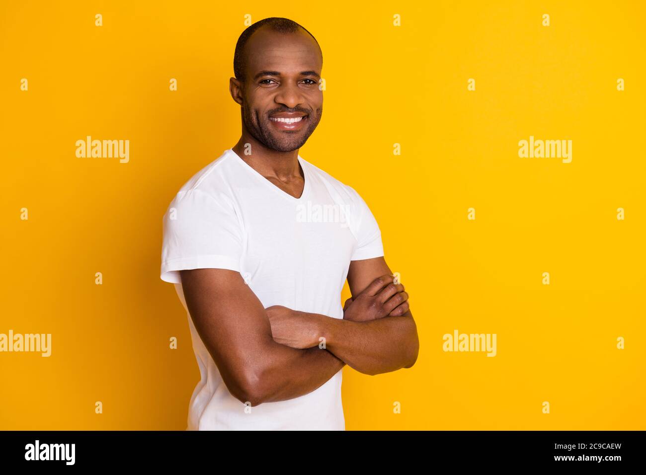 Profile side view portrait of his he nice attractive successful ...