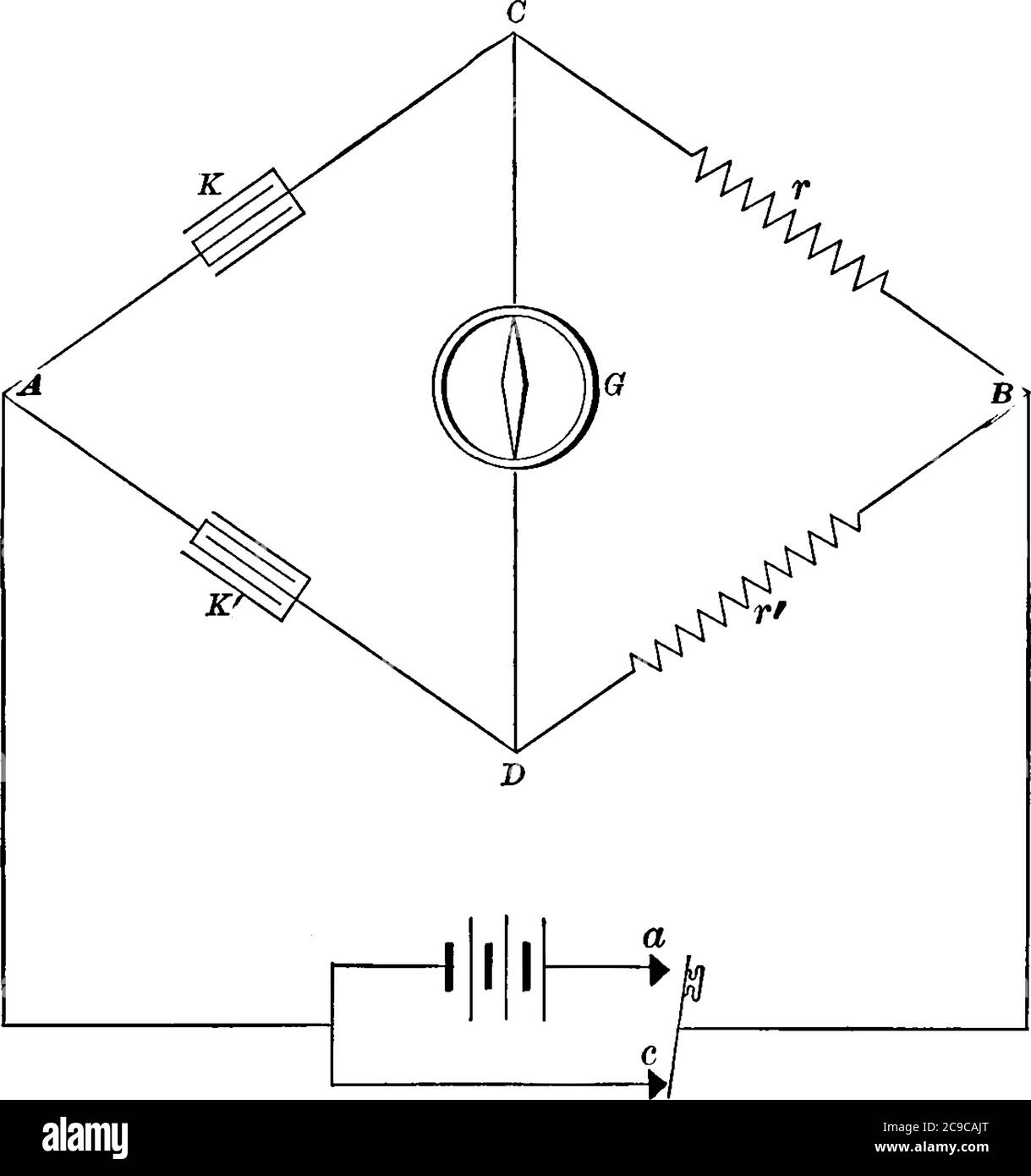 An experimental set-up of the Wheatstone Bridge in circuit, used to ...