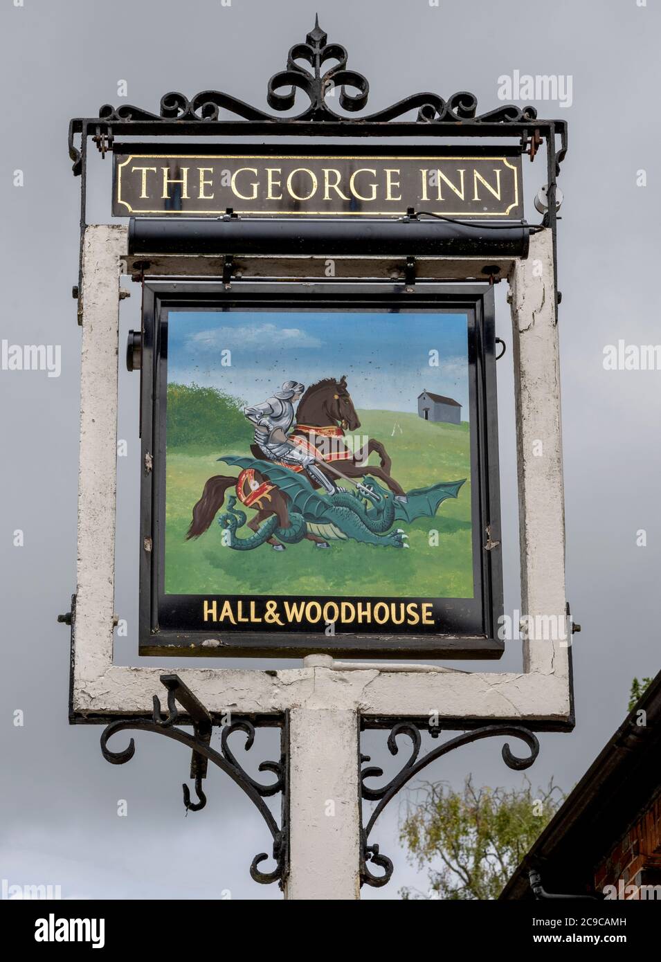 Traditional Hanging pub sign at The George Inn - public house - St ...