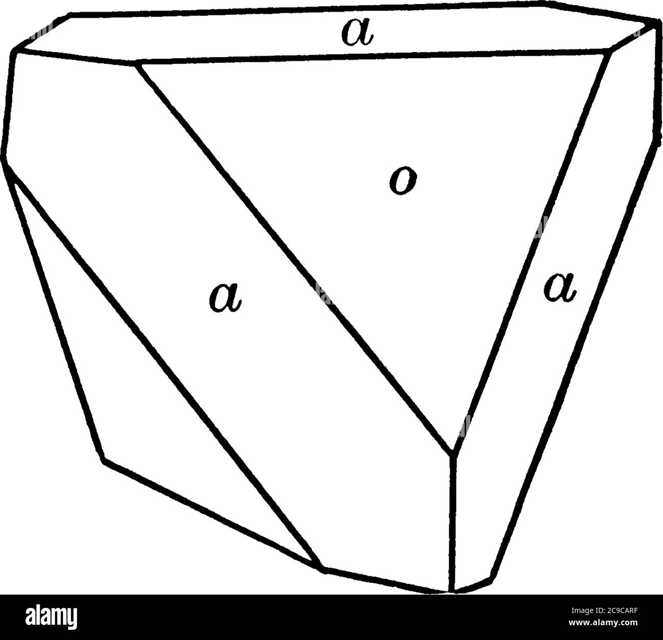 A combination of cube and a triangular pyramid, vintage line drawing or ...
