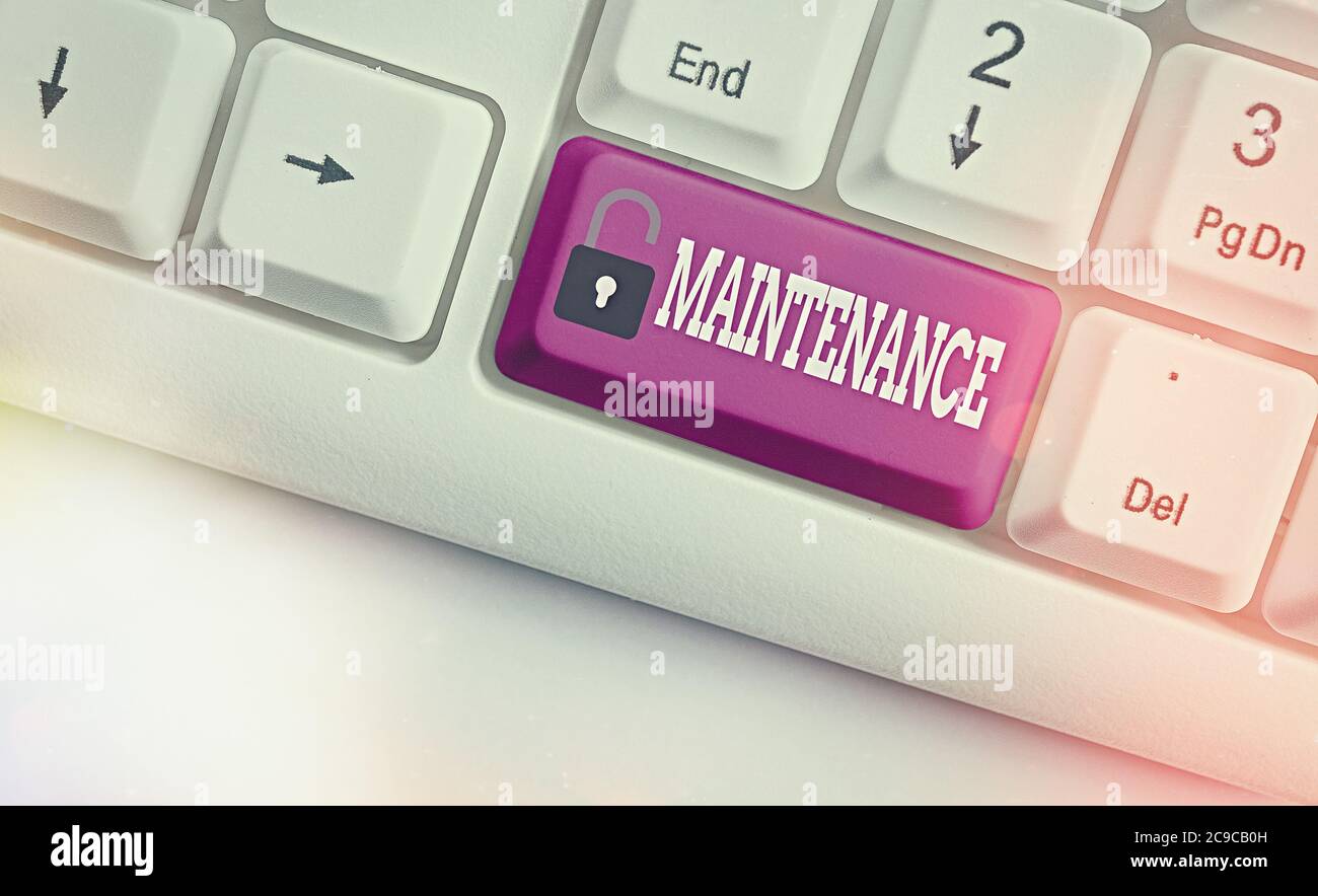 Word writing text Maintenance. Business photo showcasing the process of ...