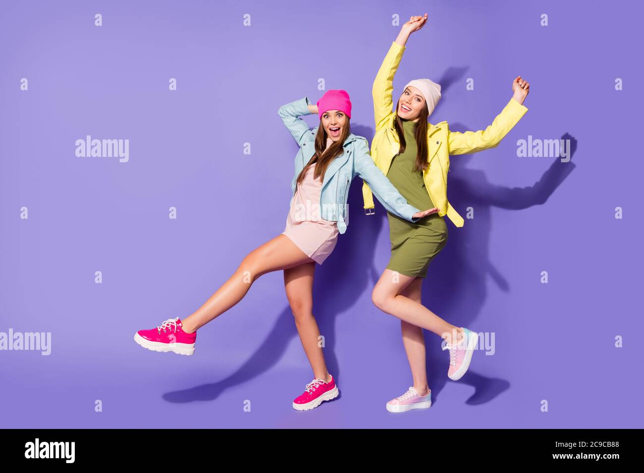 Full length body size view of nice attractive girlish funny cheerful ...