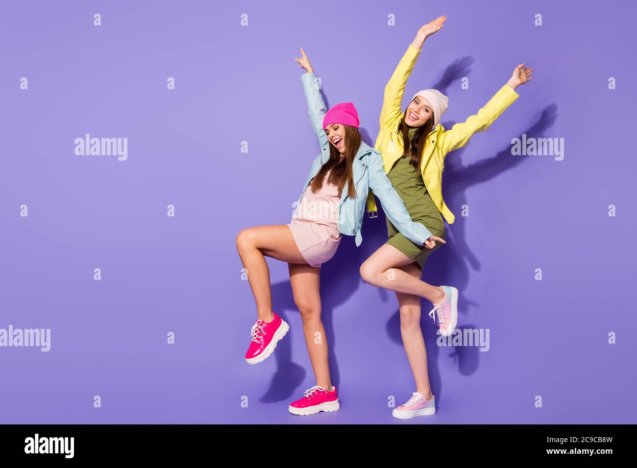 Full length body size view of nice attractive pretty lovely cheerful ...