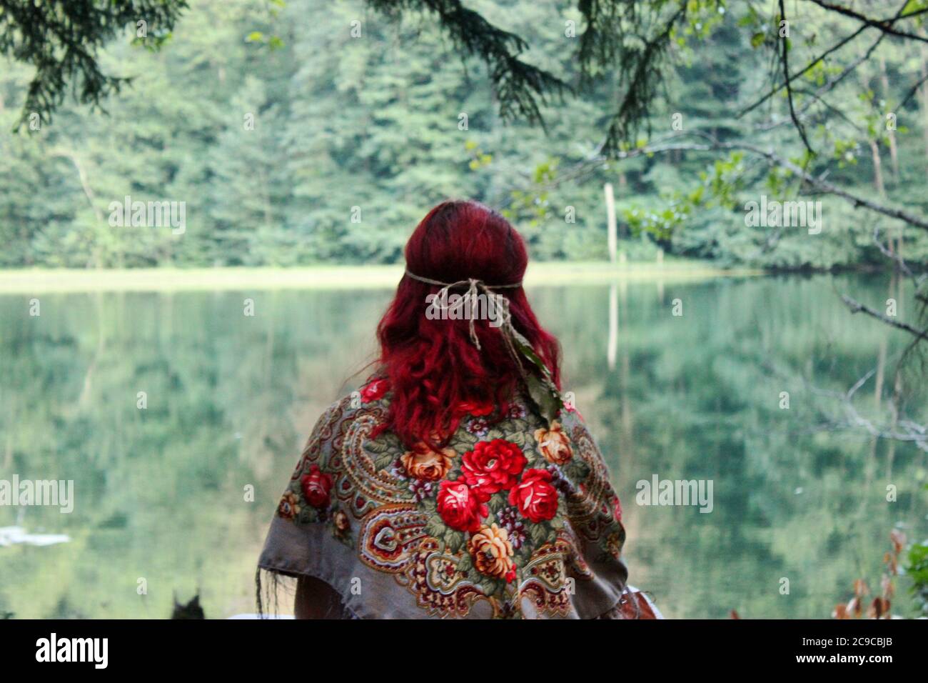 Hiker on the mountain landscape background, young girl backpacker in ...