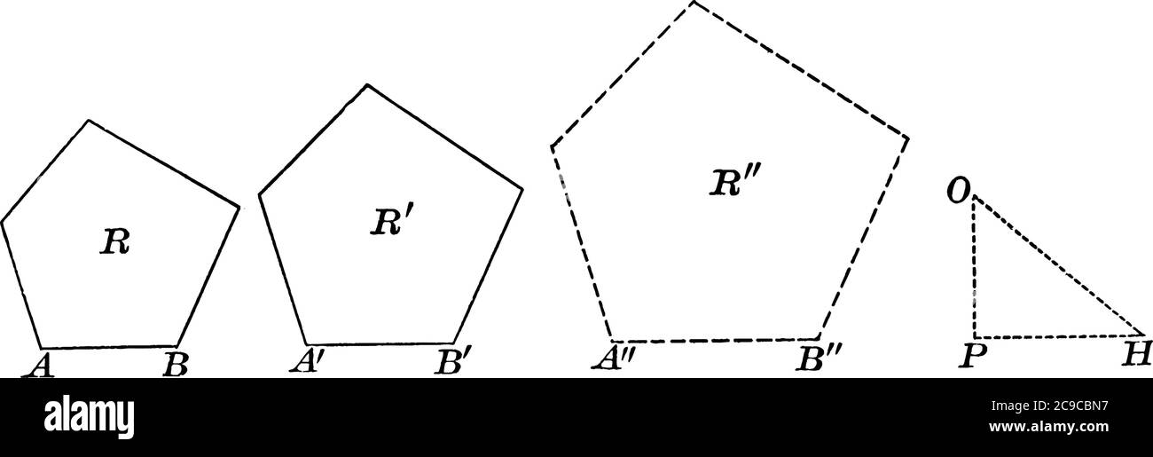 Three different size pentagon and one dotted right triangle, vintage ...