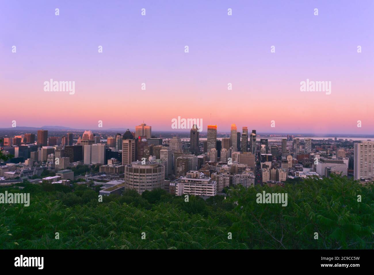 An aerial skyline view of a city skyscrapers, buildings, and streets ...