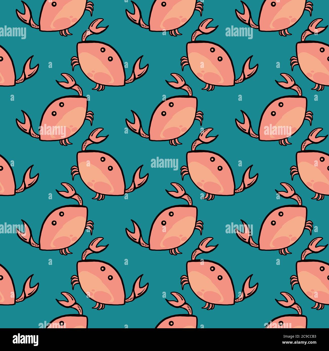 Red crabs ,seamless pattern on blue background Stock Vector Image & Art ...