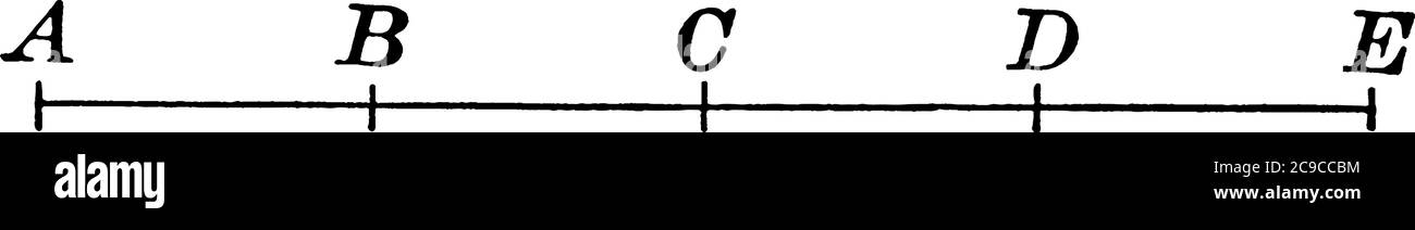 Line divided in four equal parts, vintage line drawing or engraving ...