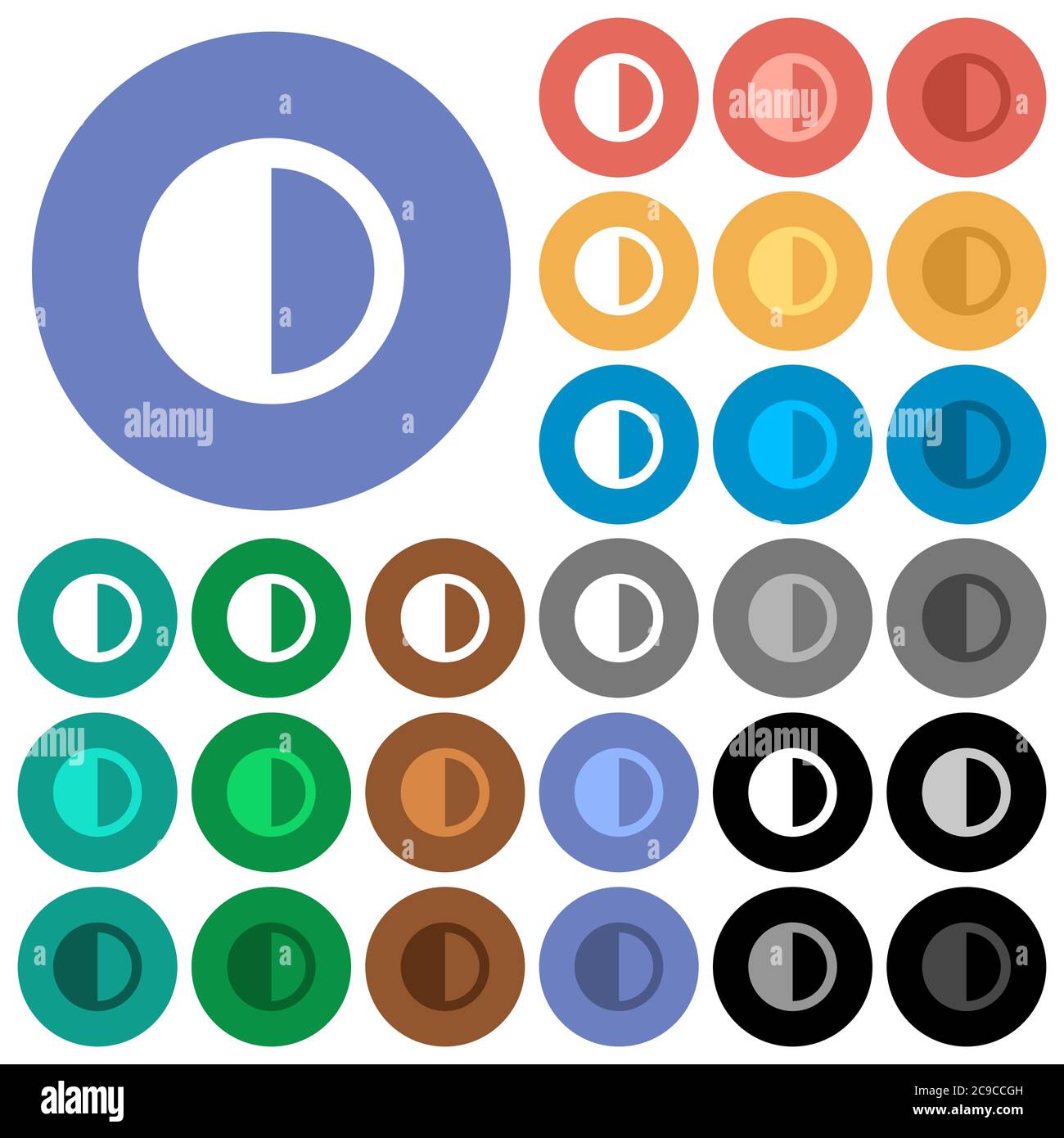 Contrast control multi colored flat icons on round backgrounds ...