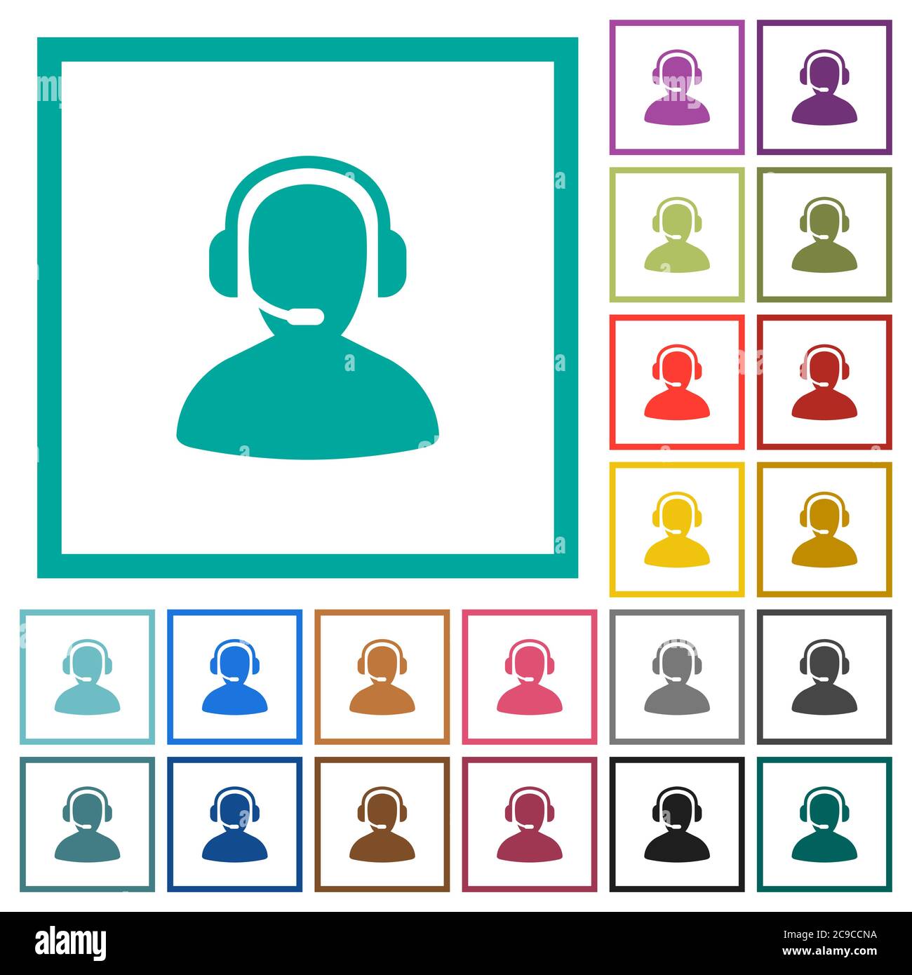 Operator flat color icons with quadrant frames on white background ...